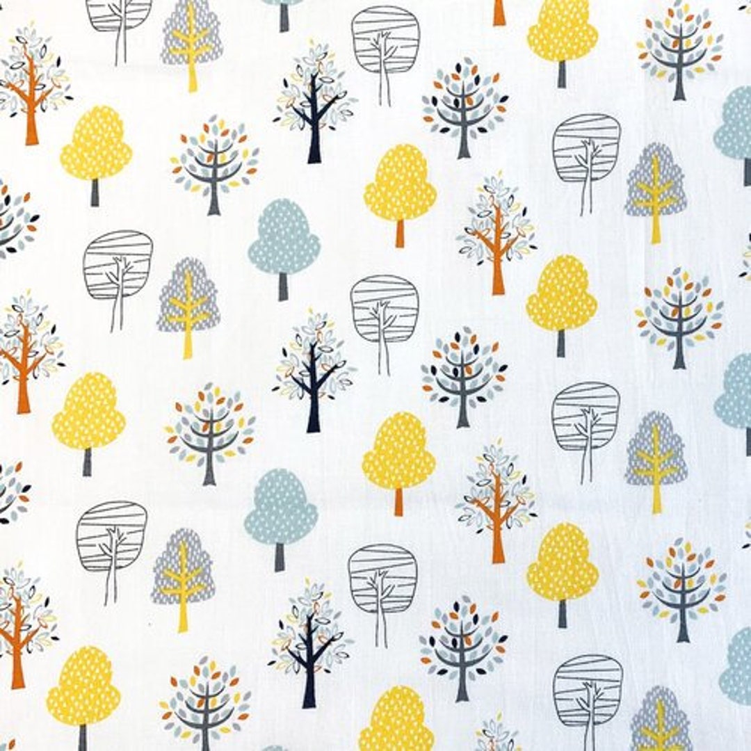 Forest Friends Trees on White by Nutex Quilting Fabric - 100% Cotton ...