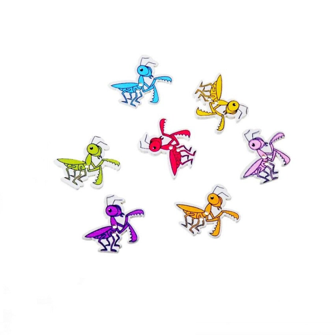Praying Mantis Insect Wooden Buttons - Set of 6 - for Scrapbooking ...