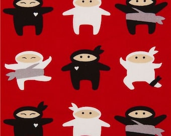 Ninja Fabric Beware Ninjas by Studiofibonacci Kawaii Ninja Fighter ...