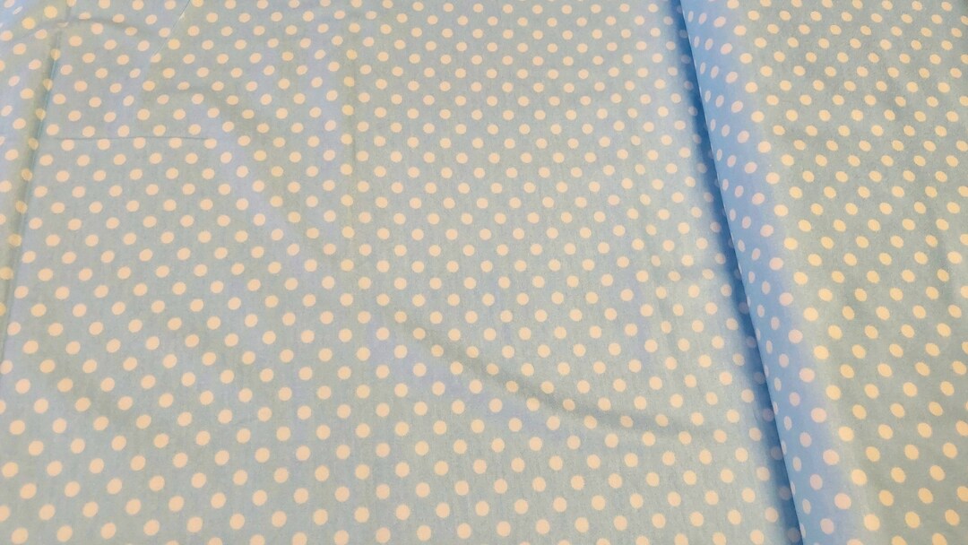 Baby Blue Polka Dots Flannel Fabric - Bamboo & Cotton - BY THE 1/2 YARD ...