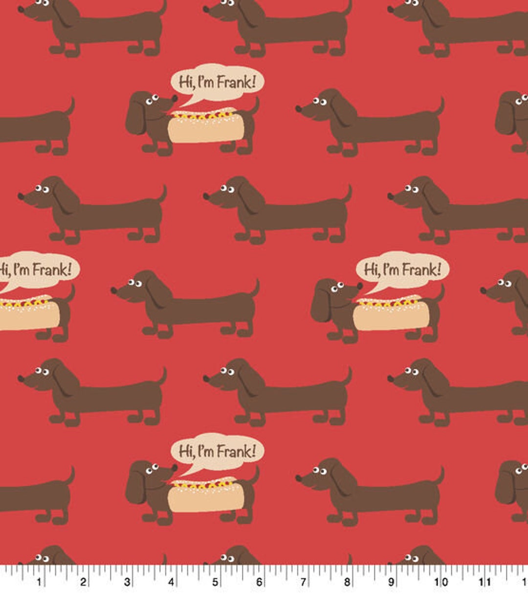 Hot Dog I'm Frank Print Flannel Fabric Super Snuggle - 100% Cotton - BY ...