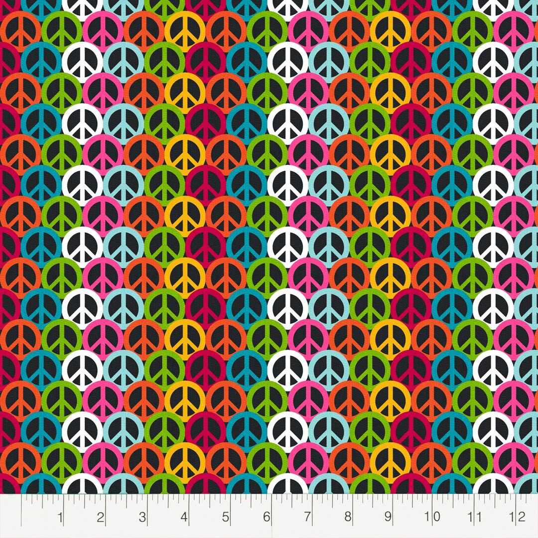 Peace Sign Quilting Fabric by Fabric Editions 100% Cotton 1/2 YD CUTS ...