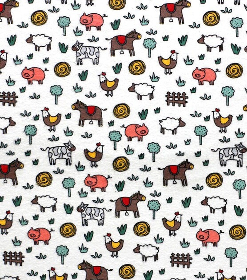 Farm Animal Doodles Super Snuggle - Flannel Fabric - 100% Cotton - 19 ...