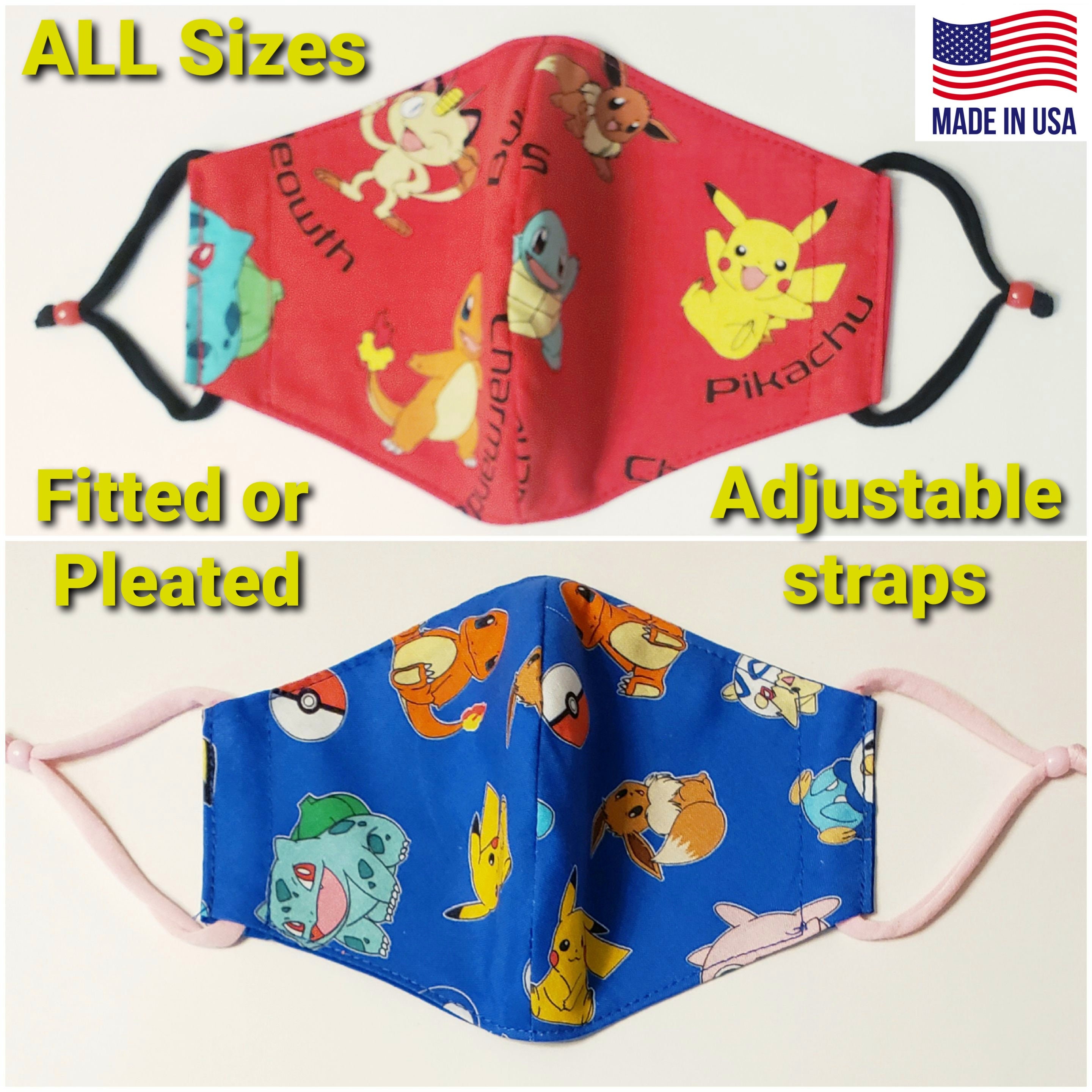 Pikachu Pokemon Face Mask with Nose Wire Kids Face Mask | Etsy