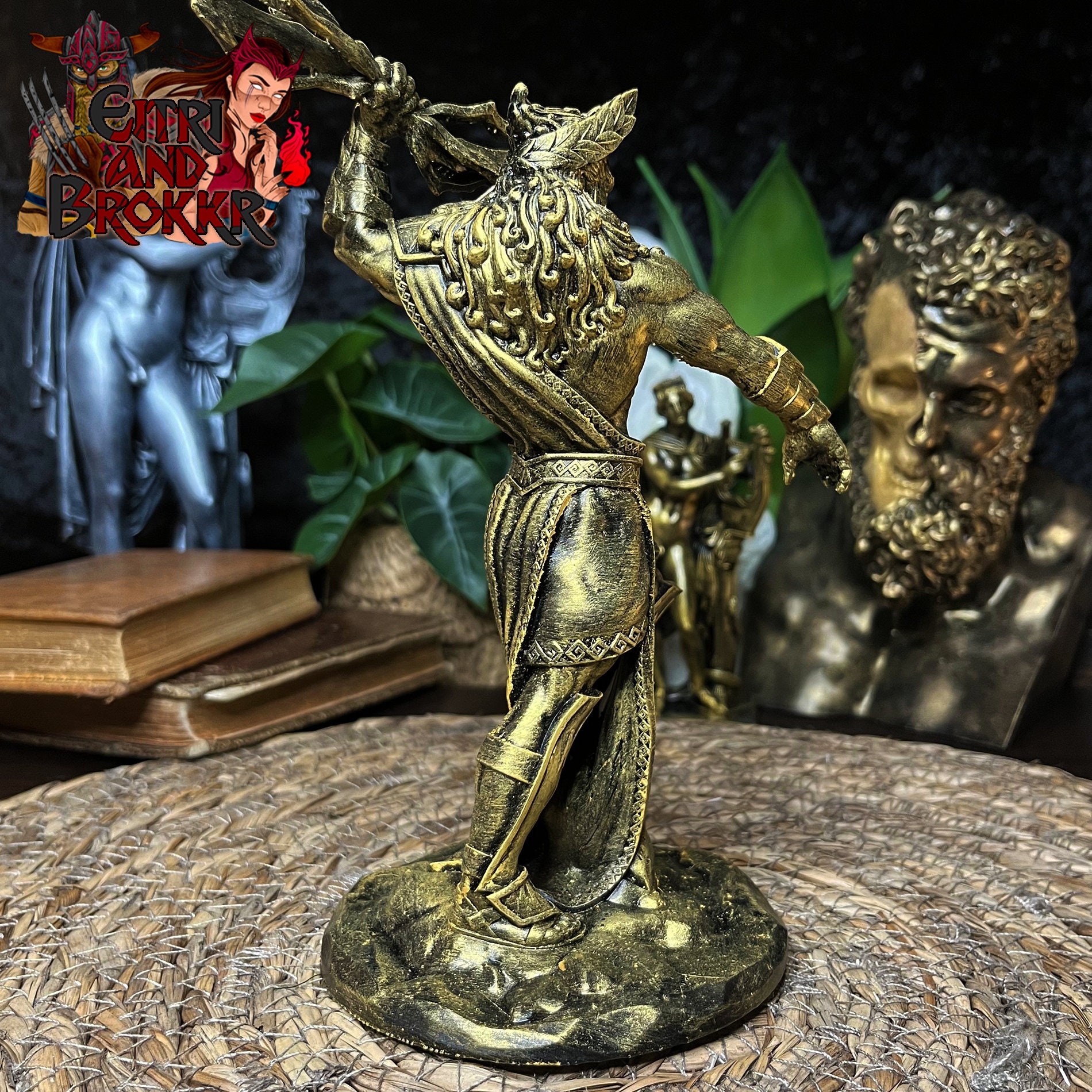 Statuette of Zeus – Greek God in Gold Finish, Mythological Decorative ...