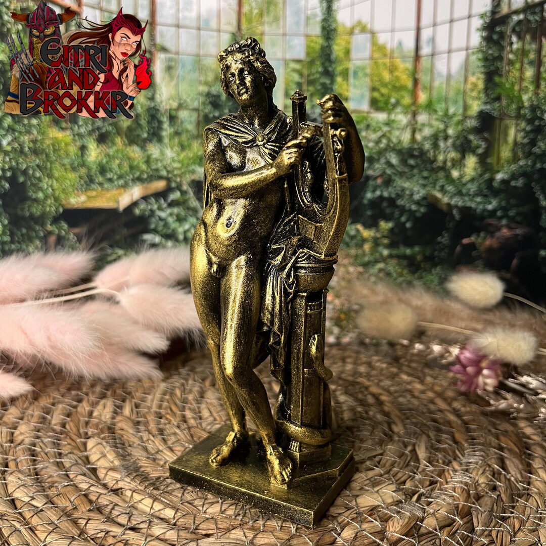Resin Figurine of the Greek God Apollo - Greek Mythology - Gold Patina ...