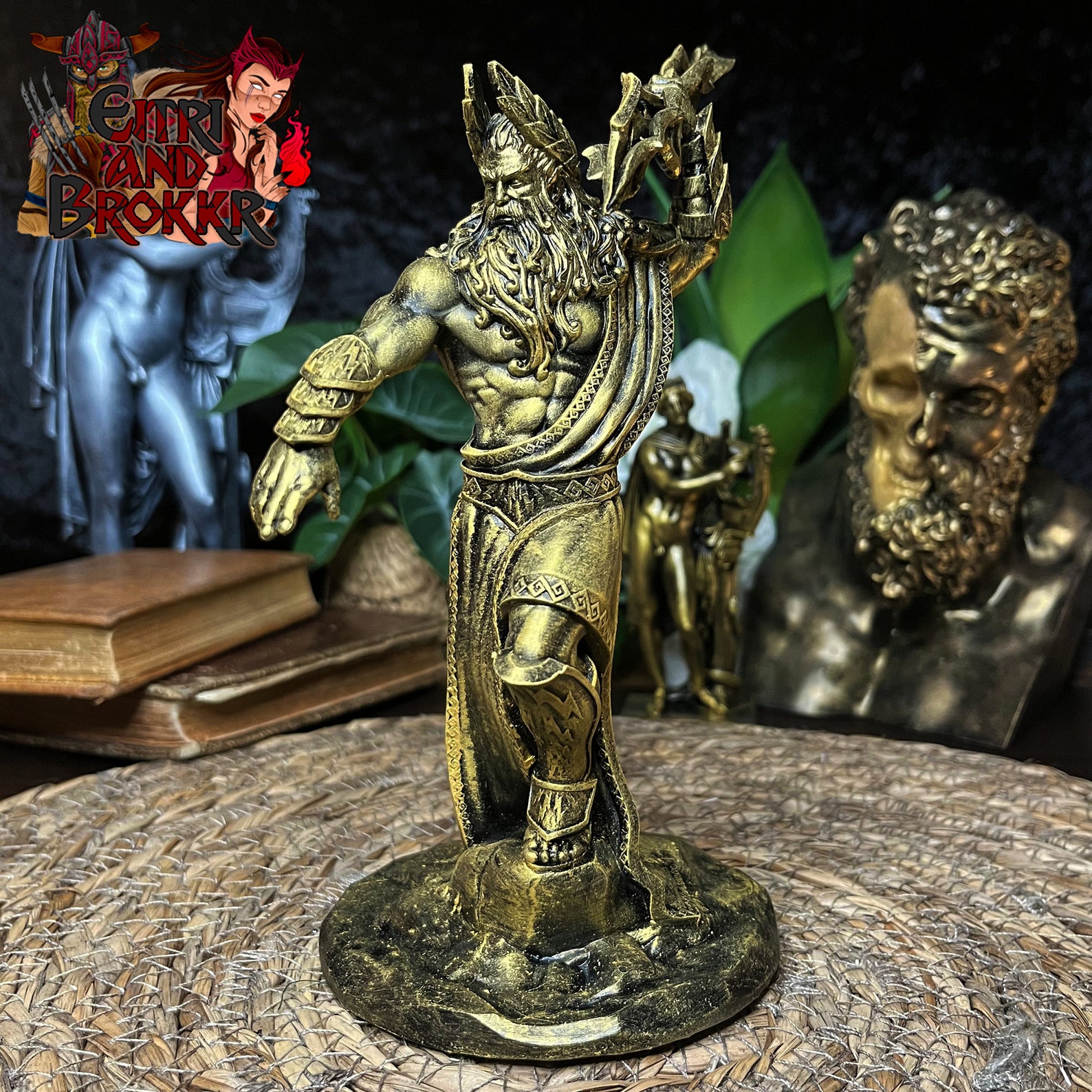 Statuette of Zeus – Greek God in Gold Finish, Mythological Decorative ...