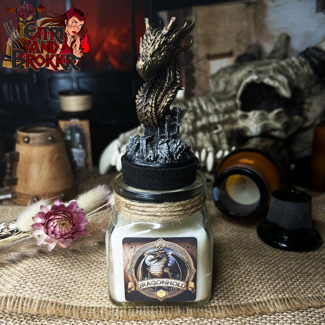 Dragon Scented Candle Dragonhold Soy Wax Castle Keeper With Decorative ...