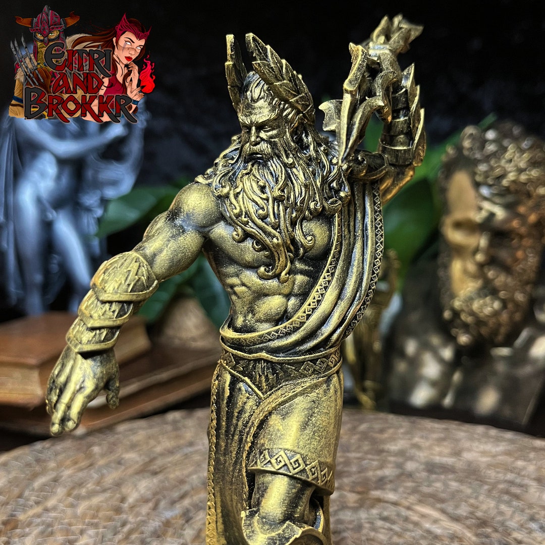 Statuette of Zeus – Greek God in Gold Finish, Mythological Decorative ...