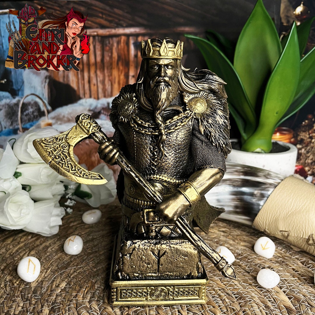 Viking King Bust Nordic Warrior After Battle, Gold Color Resin ...