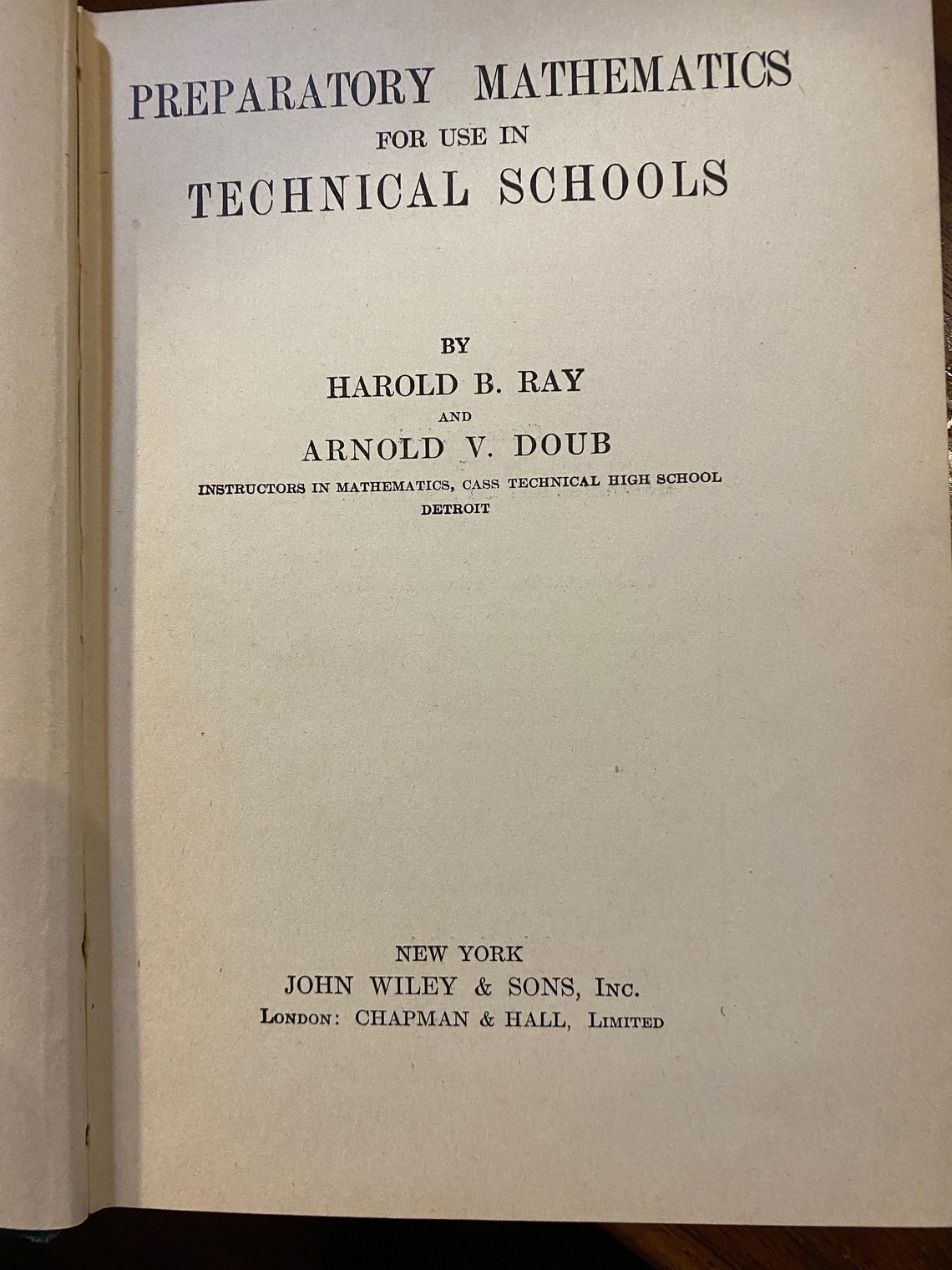 Preparatory Mathematics For Use in Technical Schools Harold | Etsy