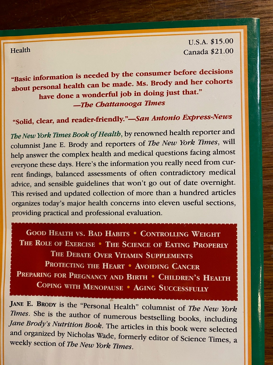 New York Times Book of Health - 1998 - Jane Brody - Nutrition - Diet ...