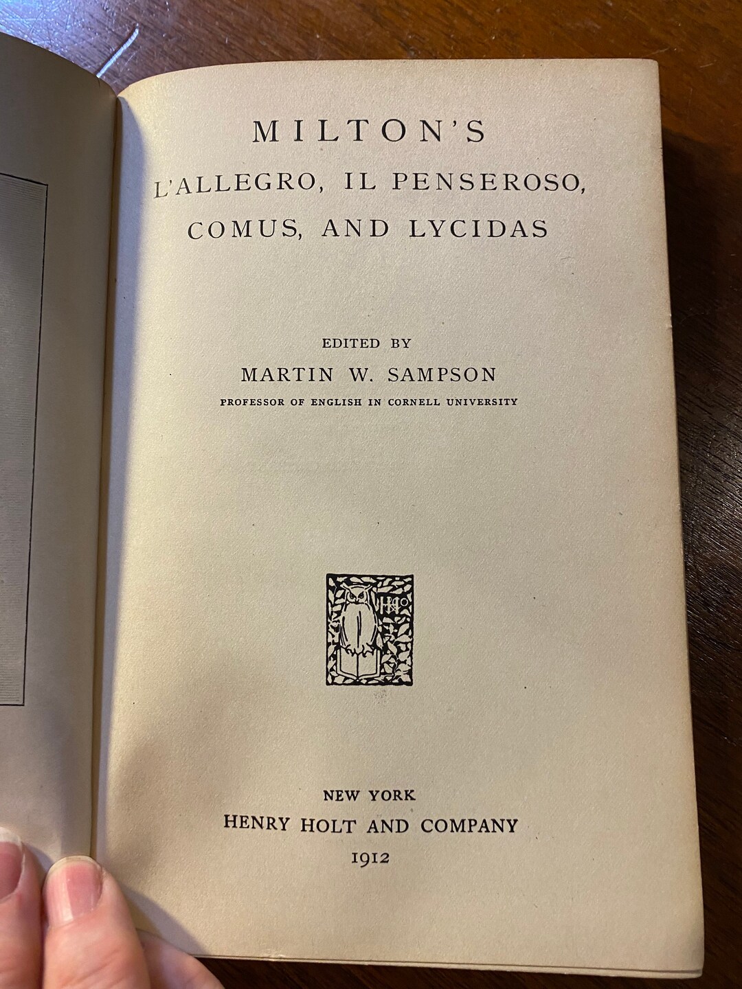 Milton's L'allegro, Il Penseroso, Comus and Lycidas - Poems - 1912 ...