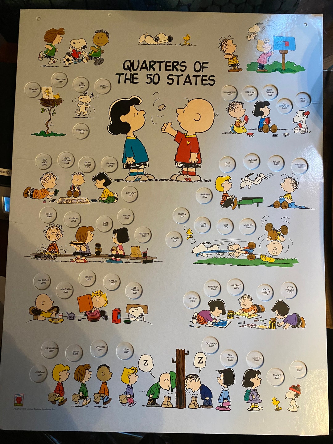 Peanuts Coin Collecting Wall Board / Display - Quarters of the 50 ...