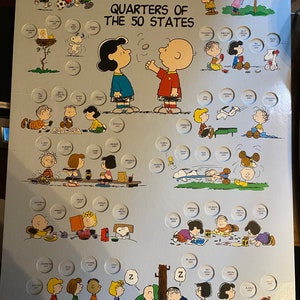 Peanuts Coin Collecting Wall Board / Display - Quarters of the 50 ...