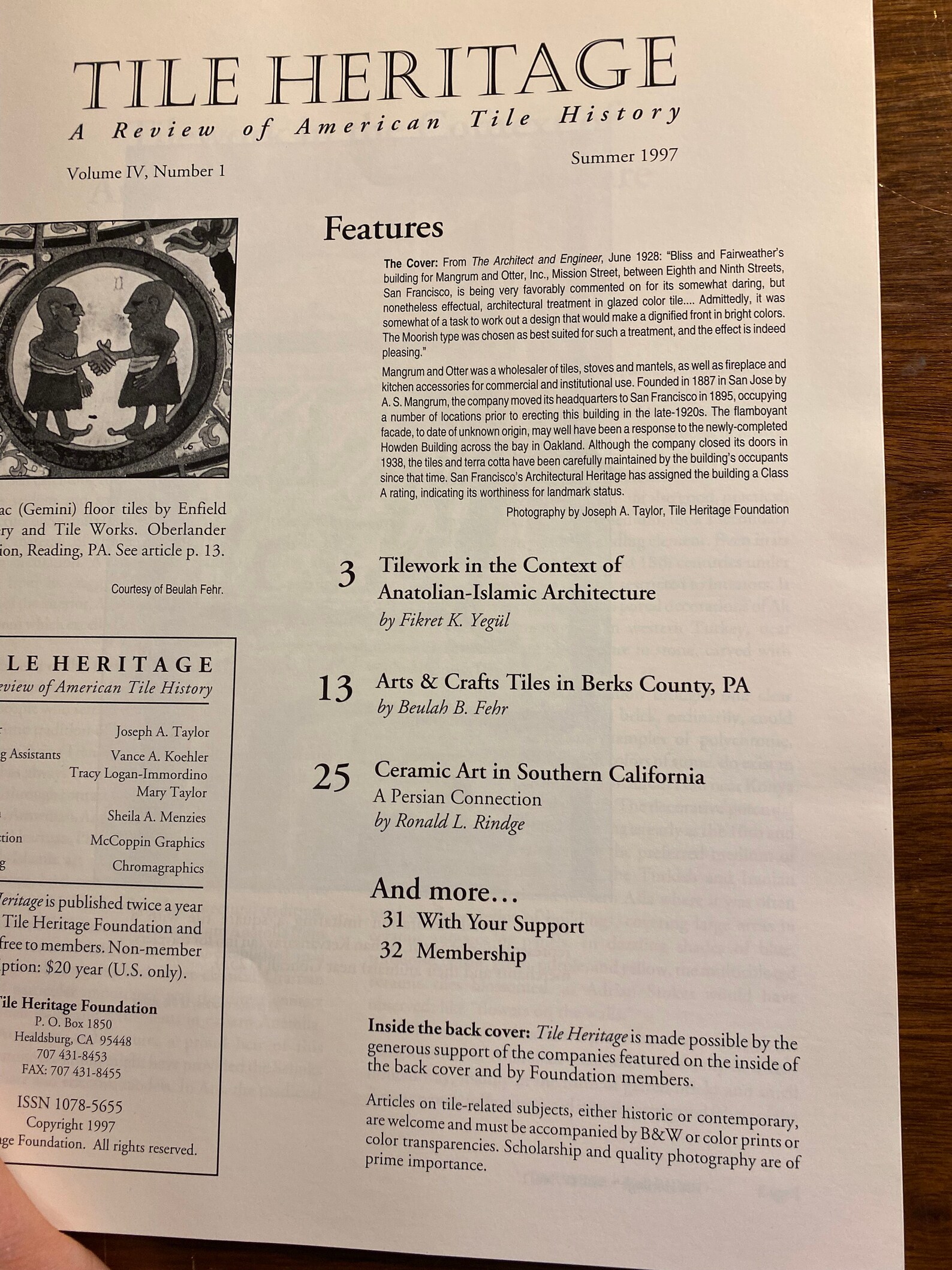 Tile Heritage A Review of American Tile History Magazine - Choose ...