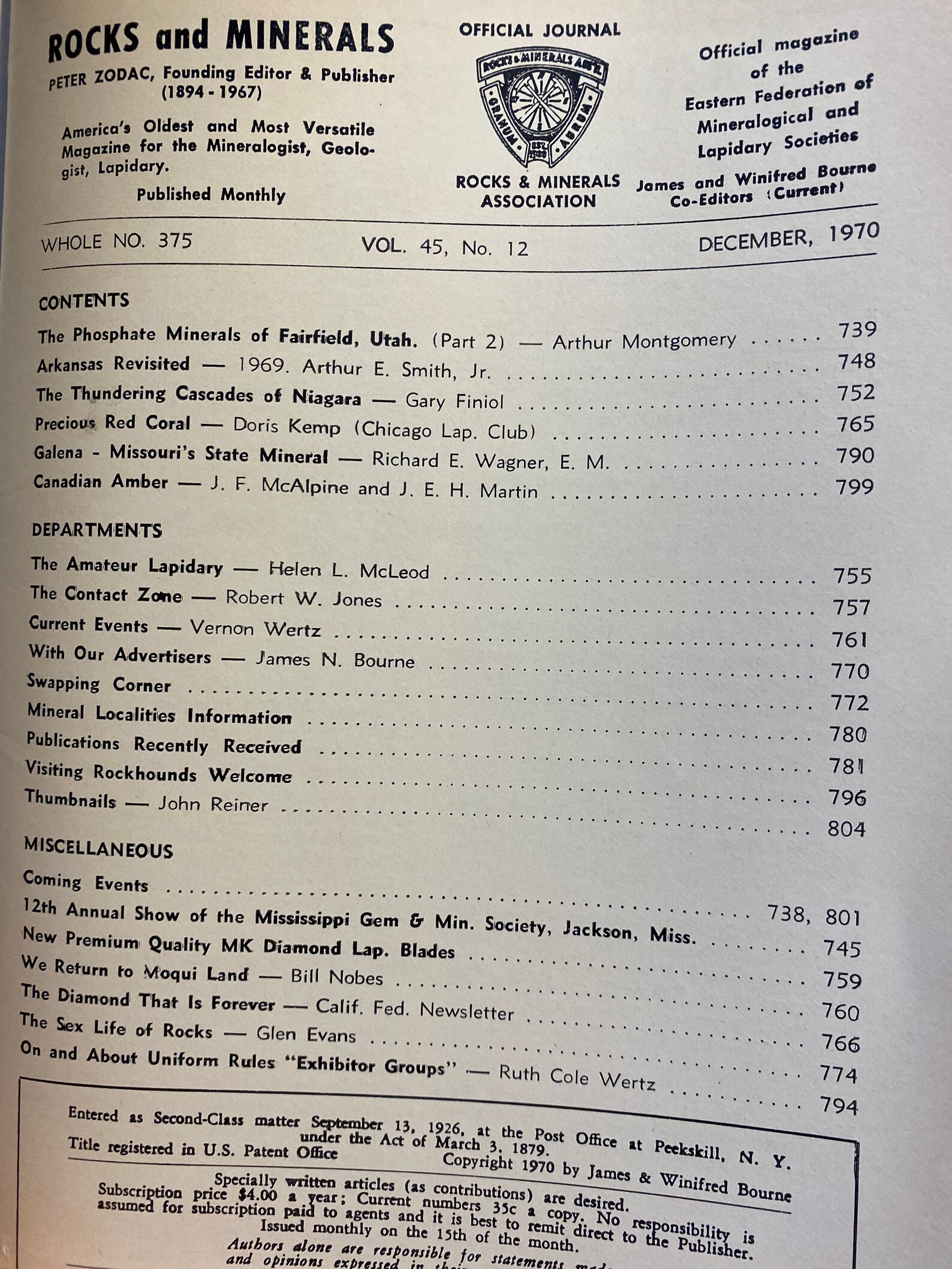 Rocks & Minerals Magazine Choose Edition From 1970 - Mineralogy ...