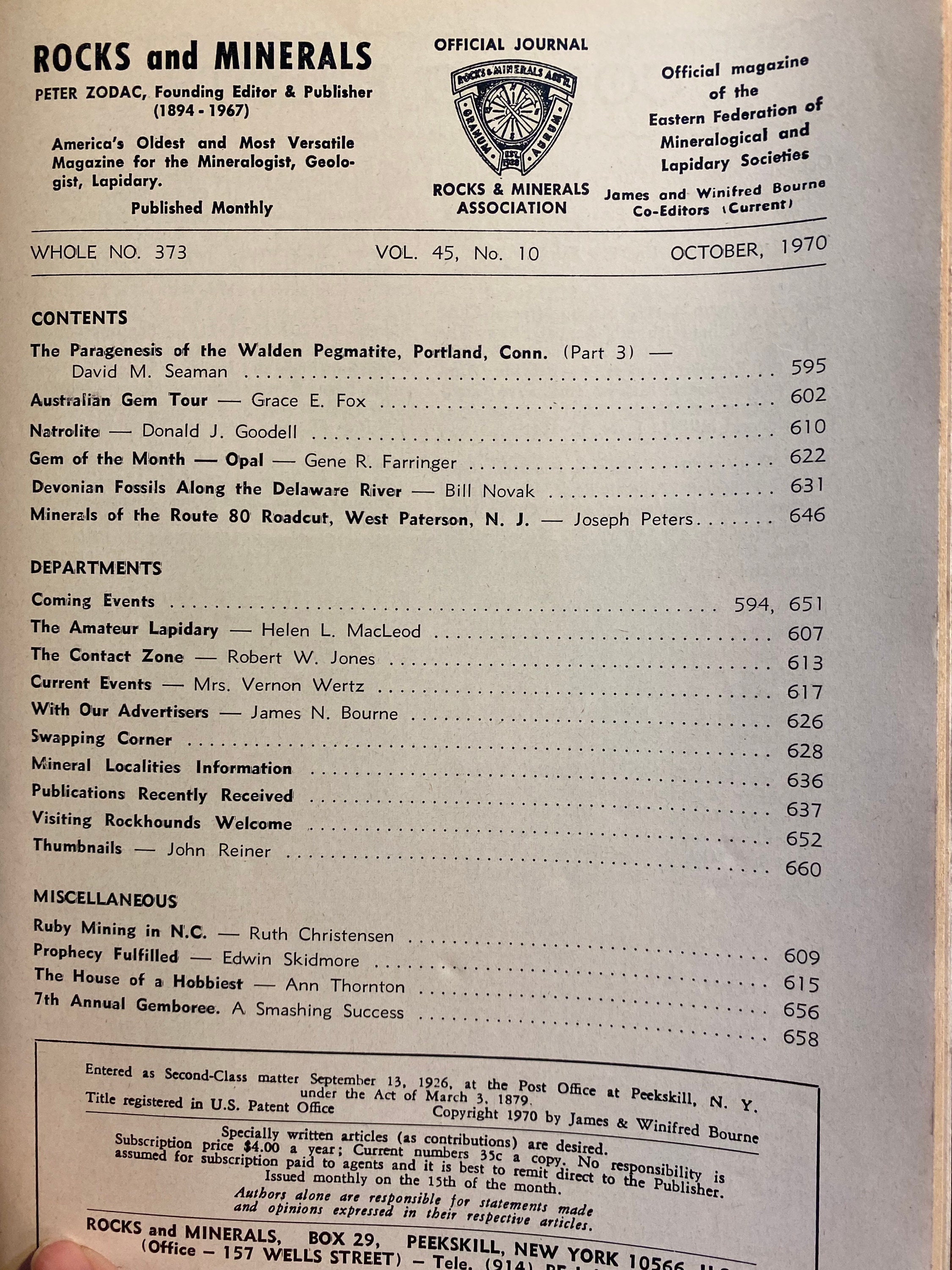 Rocks & Minerals Magazine Choose Edition From 1970 - Mineralogy ...