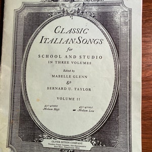 Classic Italian Songs for School and Studio Volume II - Medium Low 431 ...