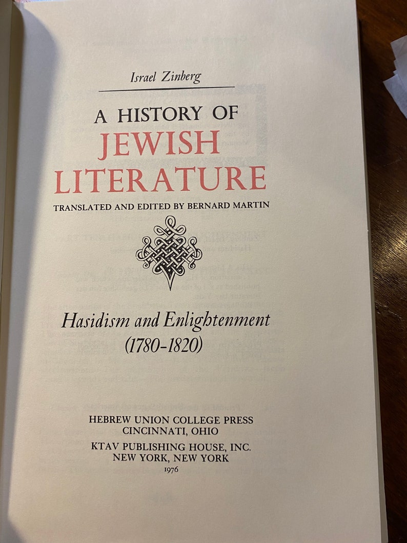 A History of Jewish Literature: Hasidism & Enlightenment 1780 - Etsy