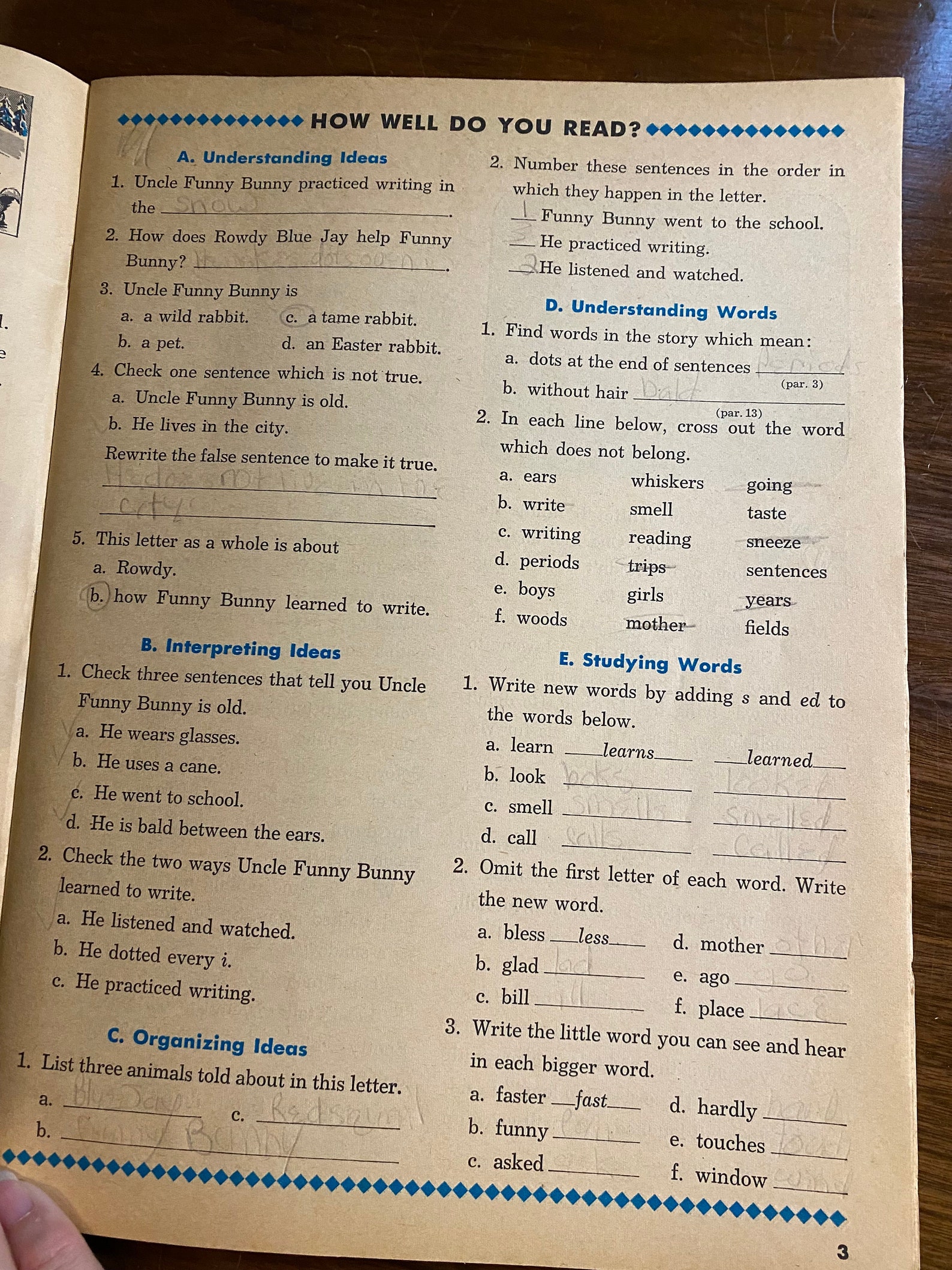 Reading Skilltext Uncle Funny Bunny - Learn to Read and Comprehend ...
