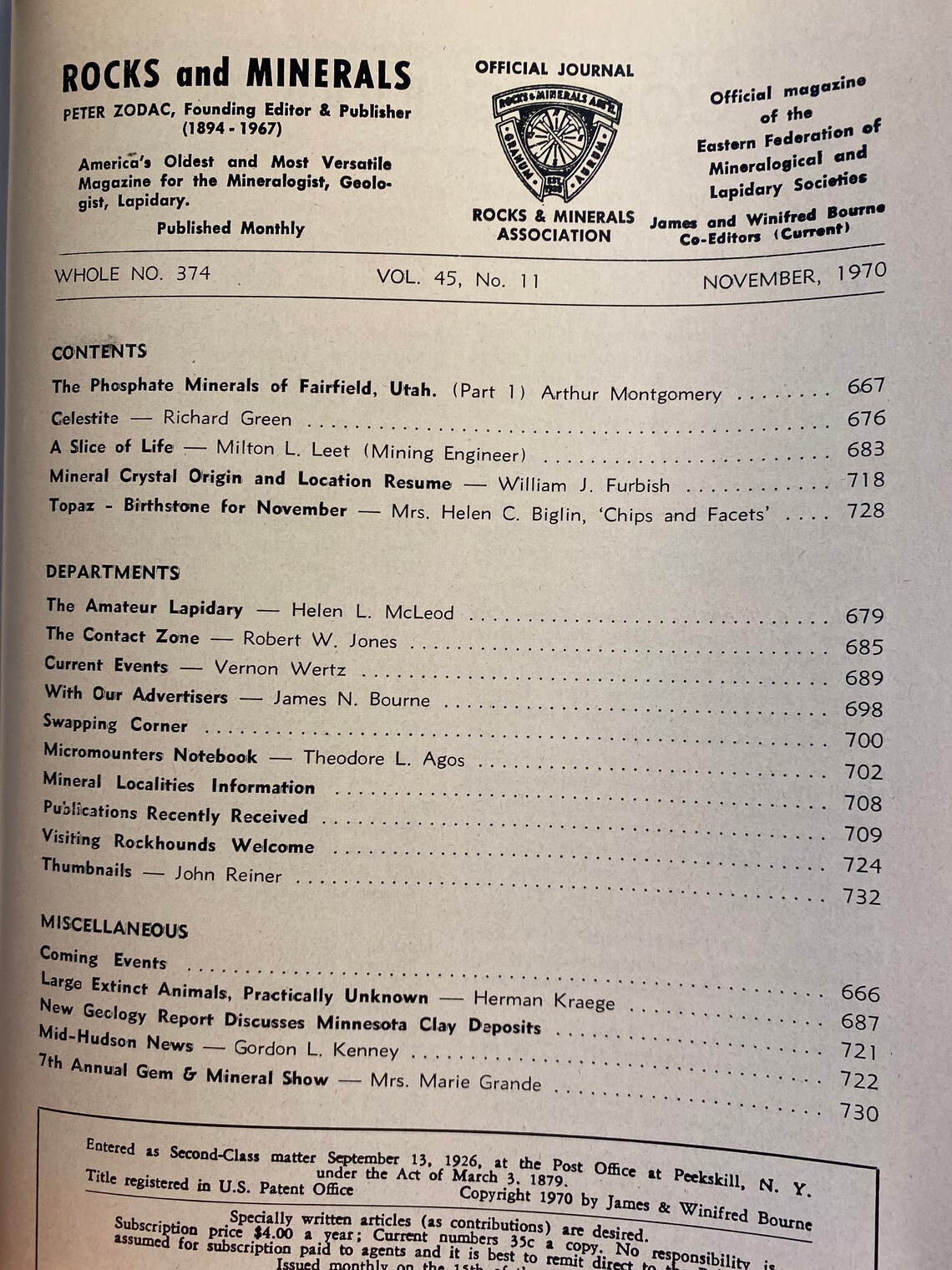 Rocks & Minerals Magazine Choose Edition From 1970 - Mineralogy ...