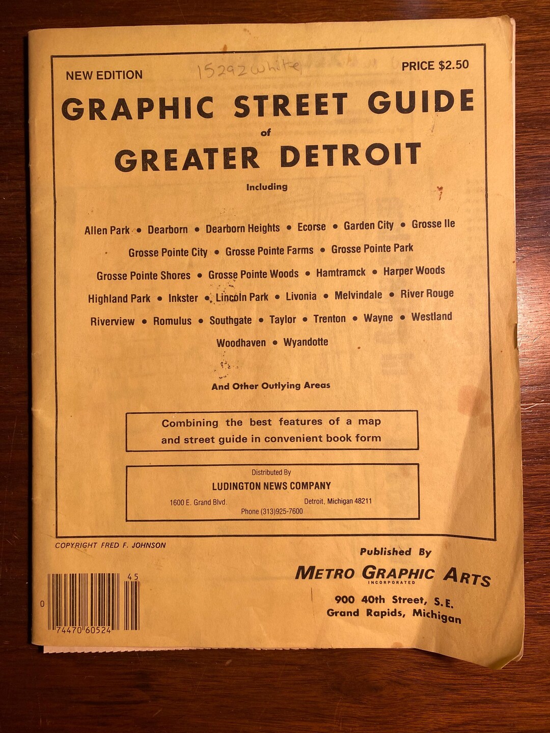 Graphic Street Guide of Greater Detroit - Map City - Fred Johnson ...