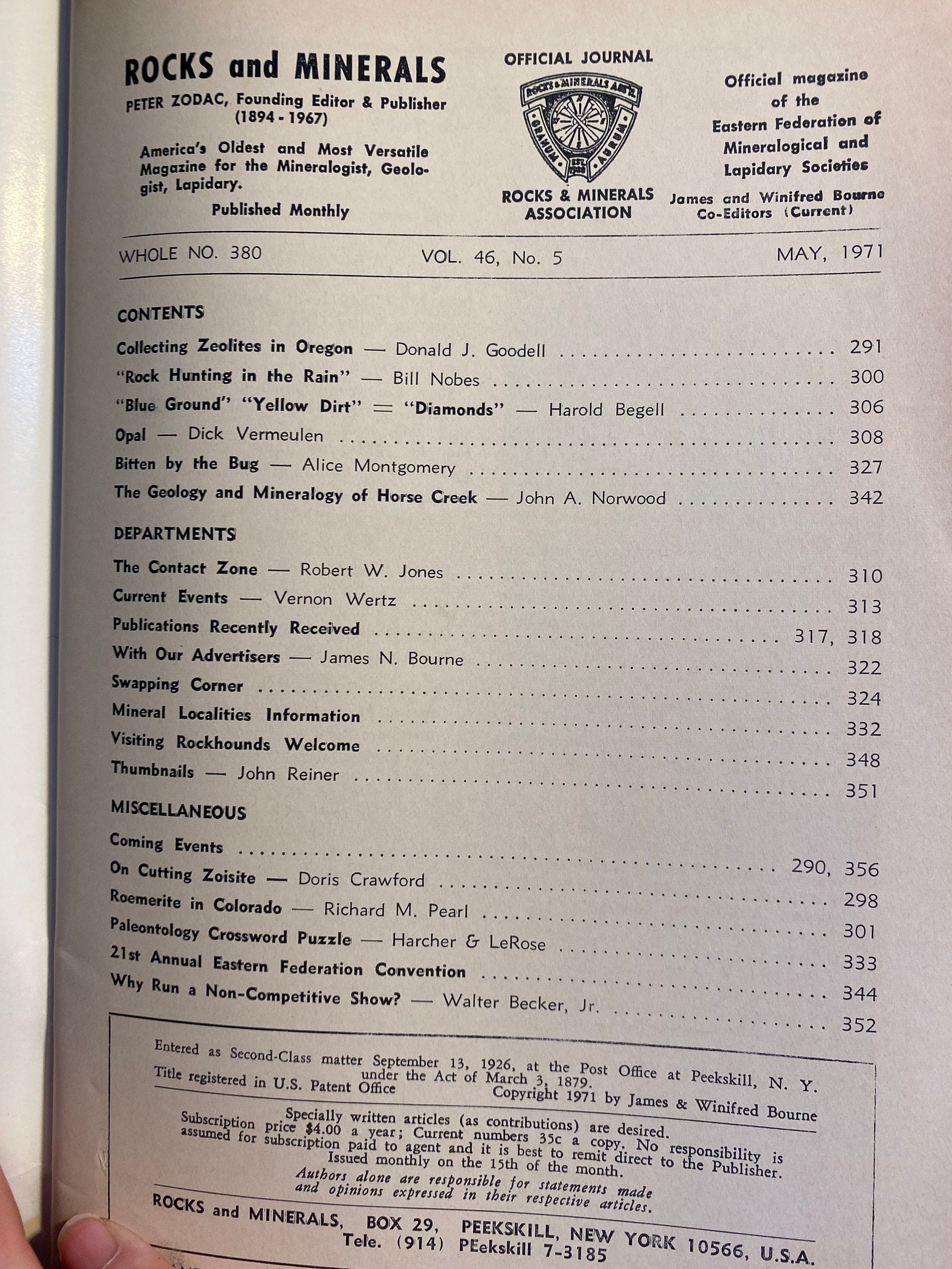 Rocks & Minerals Magazine Choose Edition From 1971 - Mineralogy ...