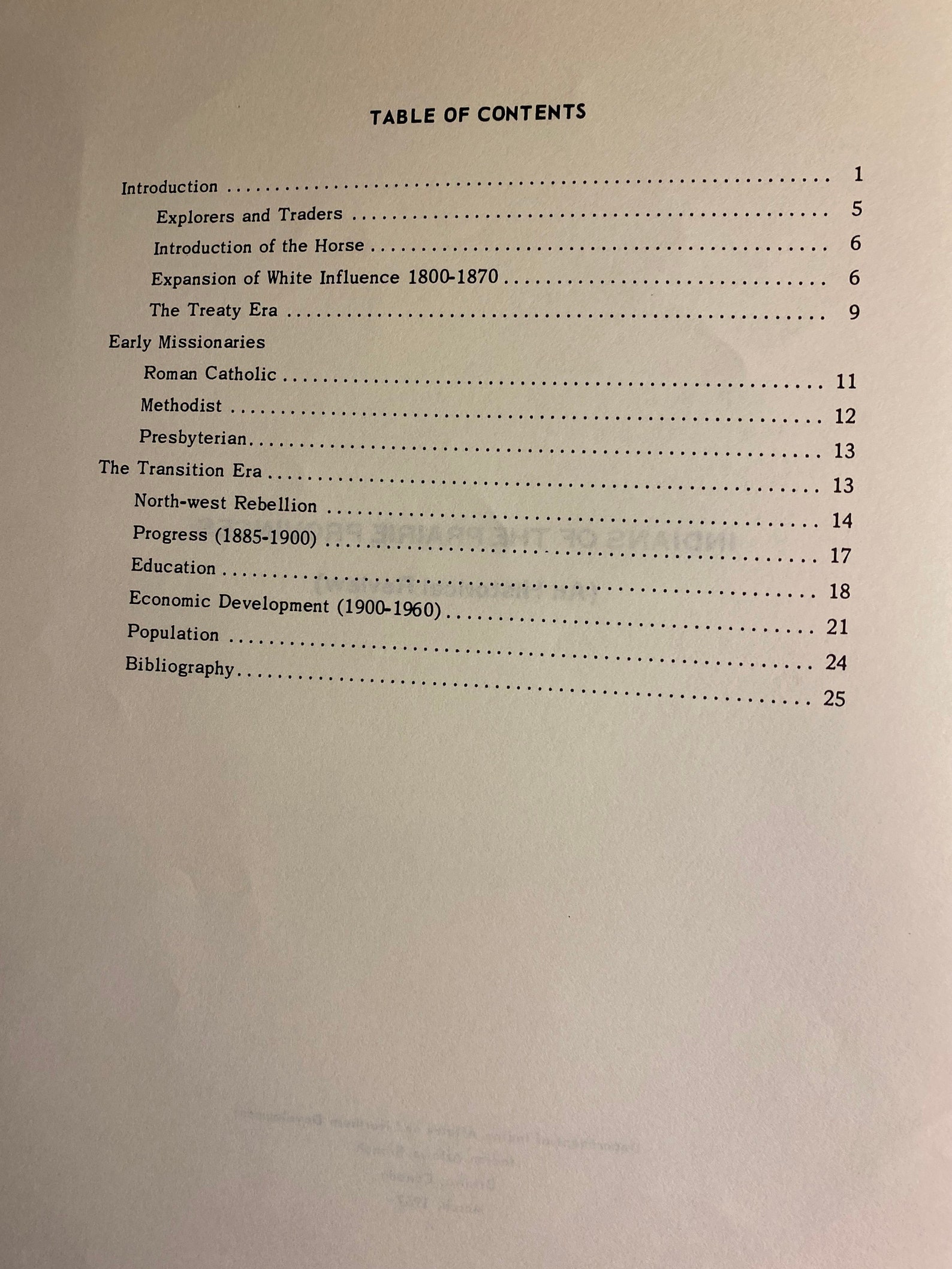 Indians of the Prairie Provinces - Canada - an Historical Review - 1967 ...