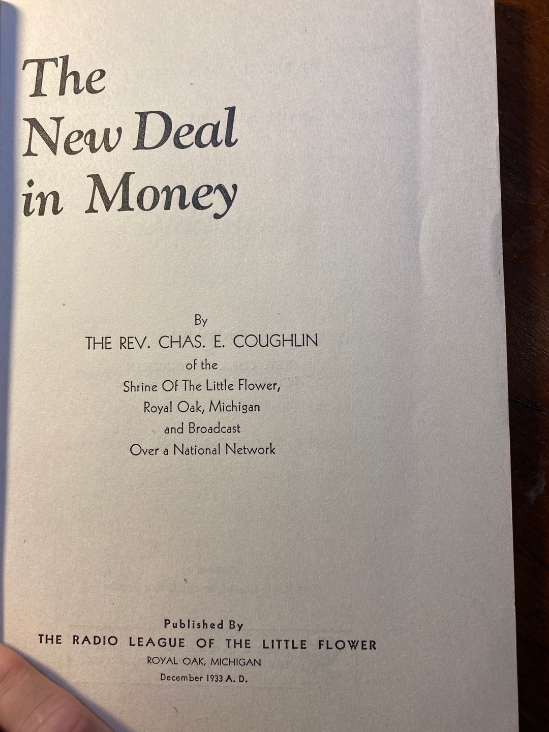 The New Deal in Money - Radio Broadcast by Rev Charles Coughlin - 1933 ...