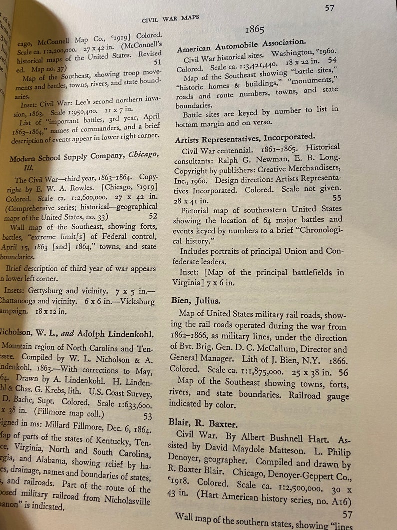 Civil War Maps: an Annotated List of Maps Atlas the Library of - Etsy