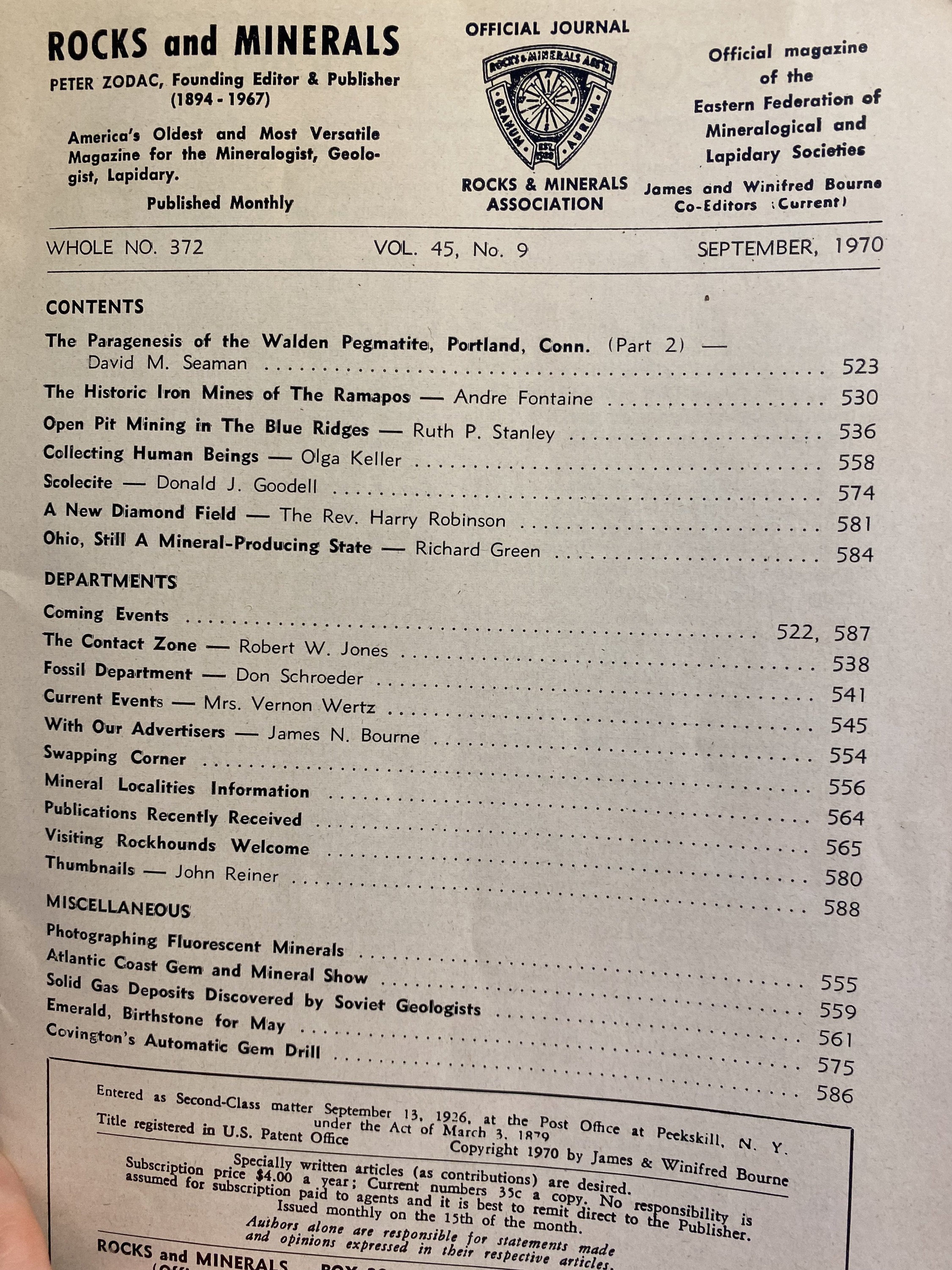 Rocks & Minerals Magazine Choose Edition From 1970 - Mineralogy ...