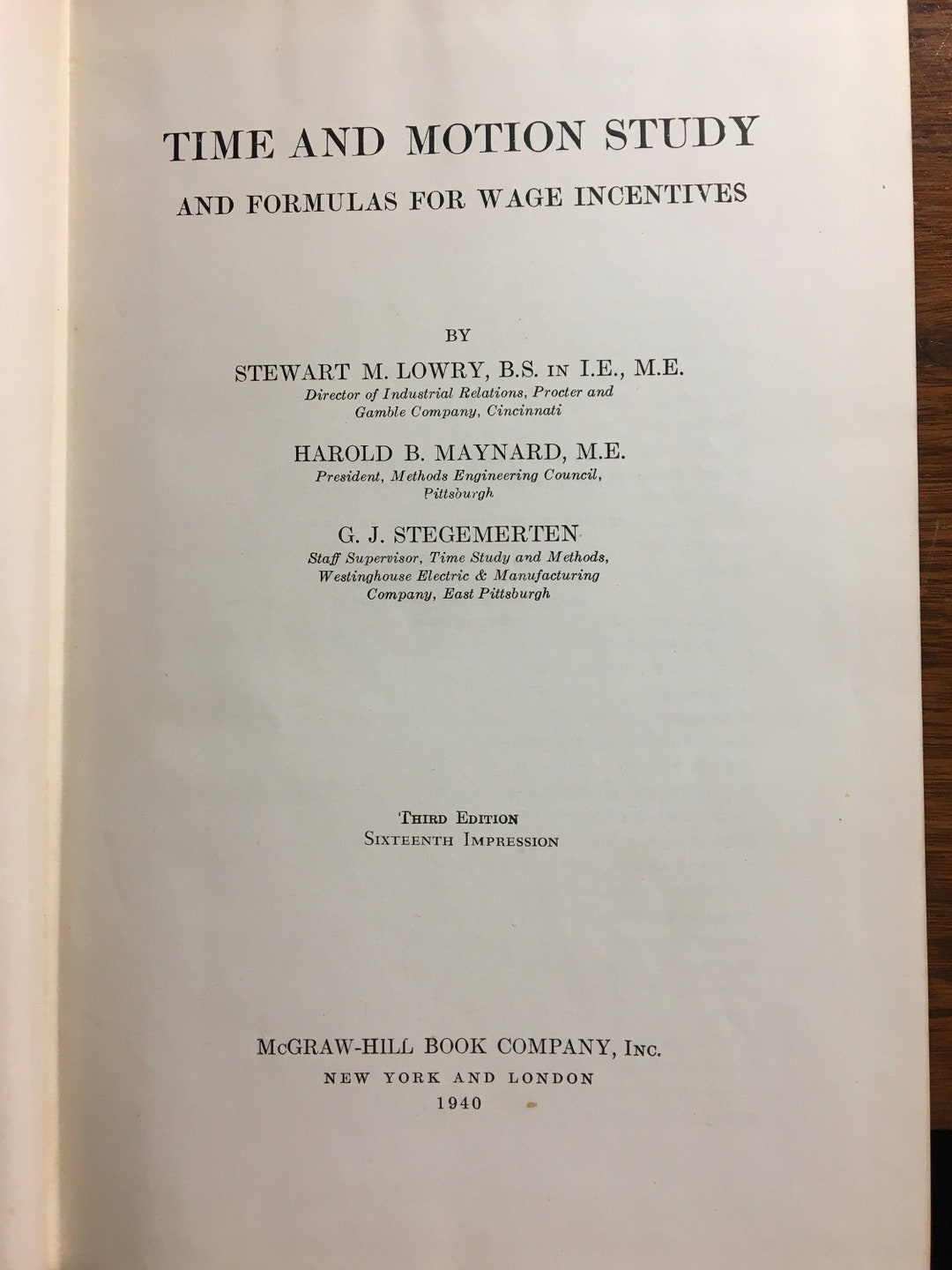 Time and Motion Study and Formulas for Wage Incentives - Lowry ...