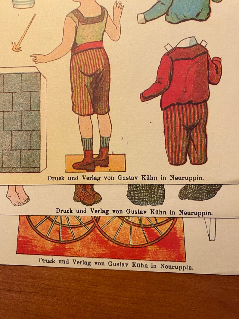 Vintage German Paper Doll Sheets Truck Und Verlag Von Gustav - Etsy