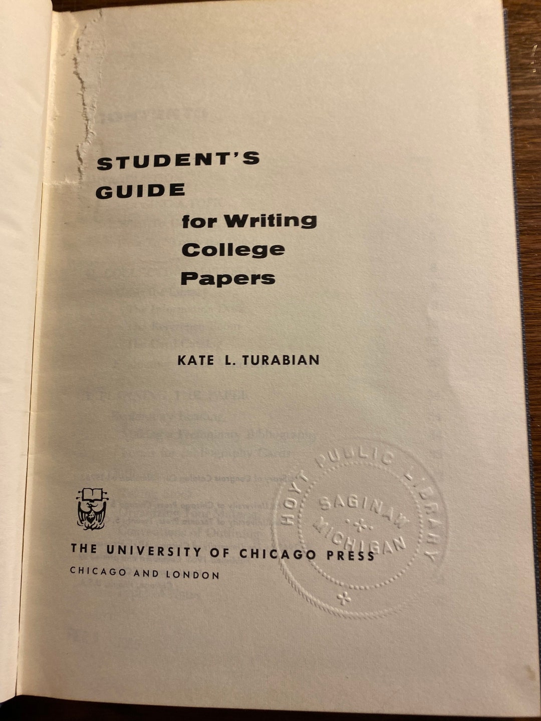 Student's Guide for Writing College Papers - Kate Turban - 1963 ...