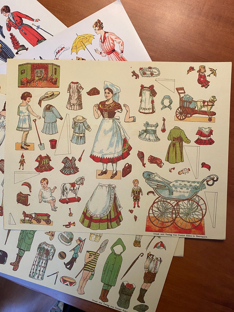 Vintage German Paper Doll Sheets Truck Und Verlag Von Gustav - Etsy