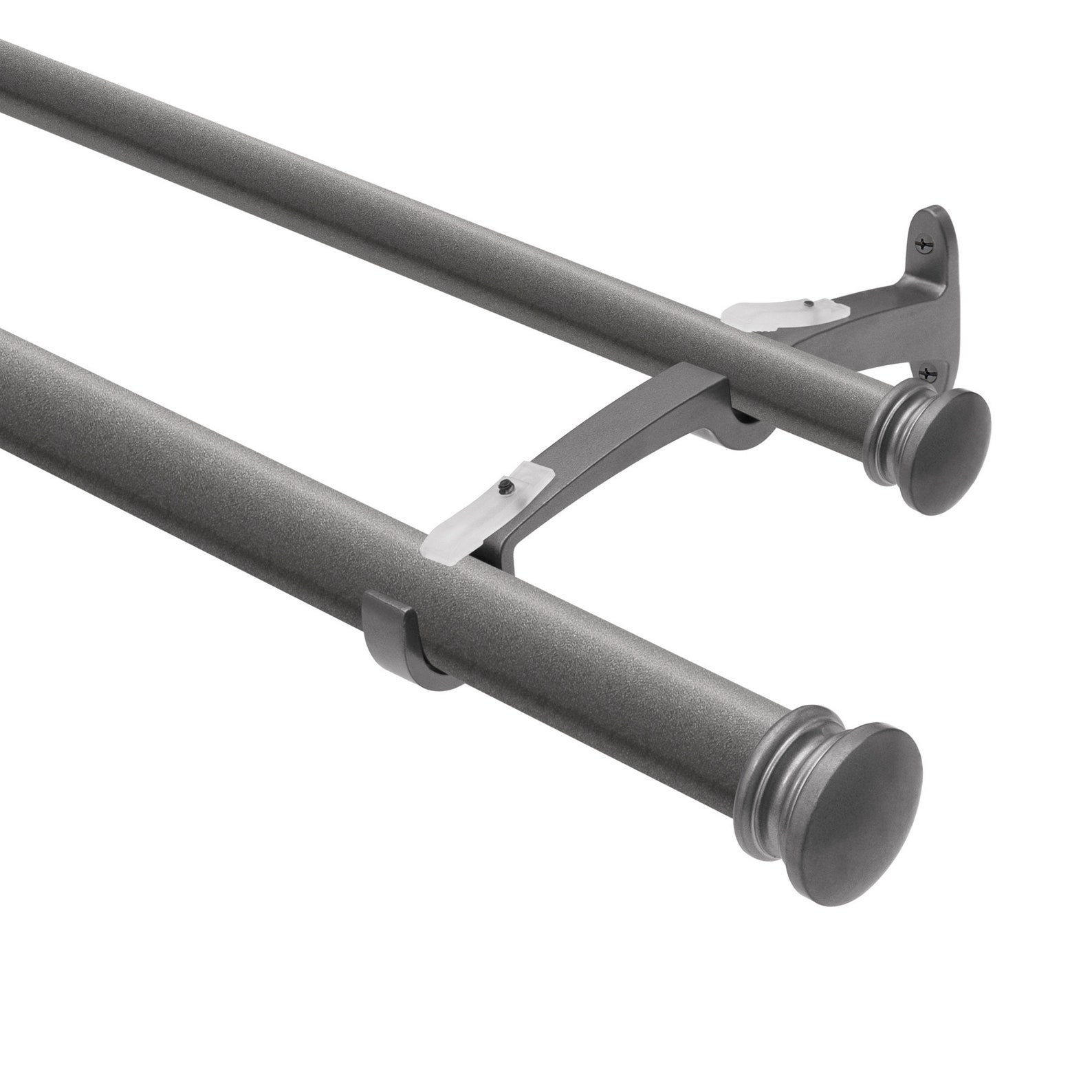 Deco Window Grey Charcoal Double Curtain Rod for Windows Adjustable ...