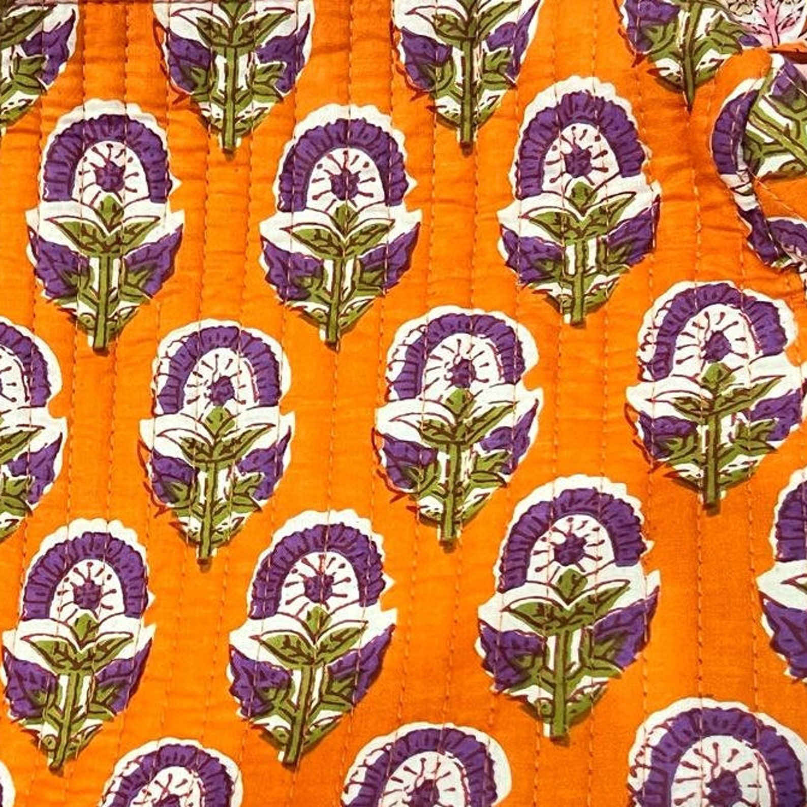 100% Cotton Quilted Weekend Bag Duffle Bag Shoulder Bag Block Print ...