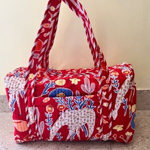 Large Cotton Weekender Travel Bag for Women Handmade Quilted Fabric ...