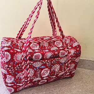 Large Cotton Weekender Travel Bag for Women Handmade Quilted Fabric ...