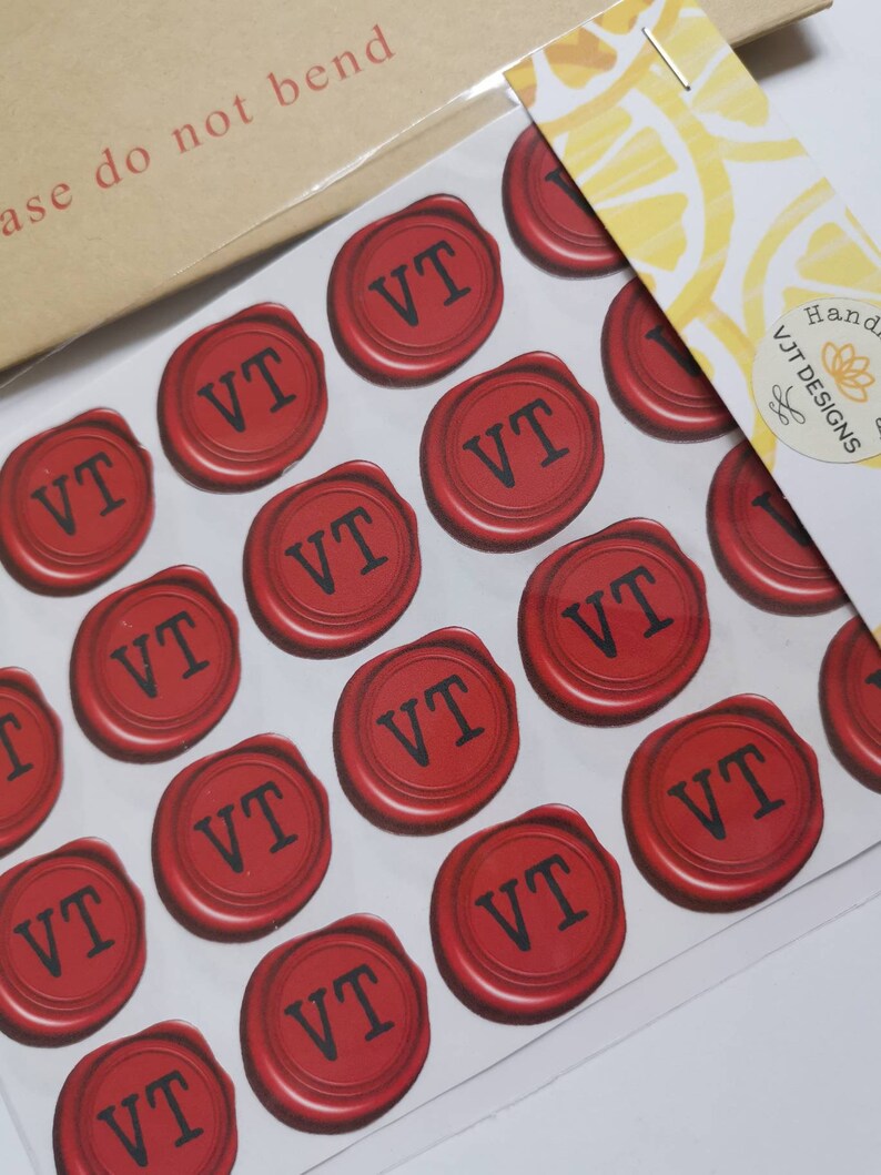 Personalised Initials Taskmaster Style Red Wax Seal Stickers Sheet of ...