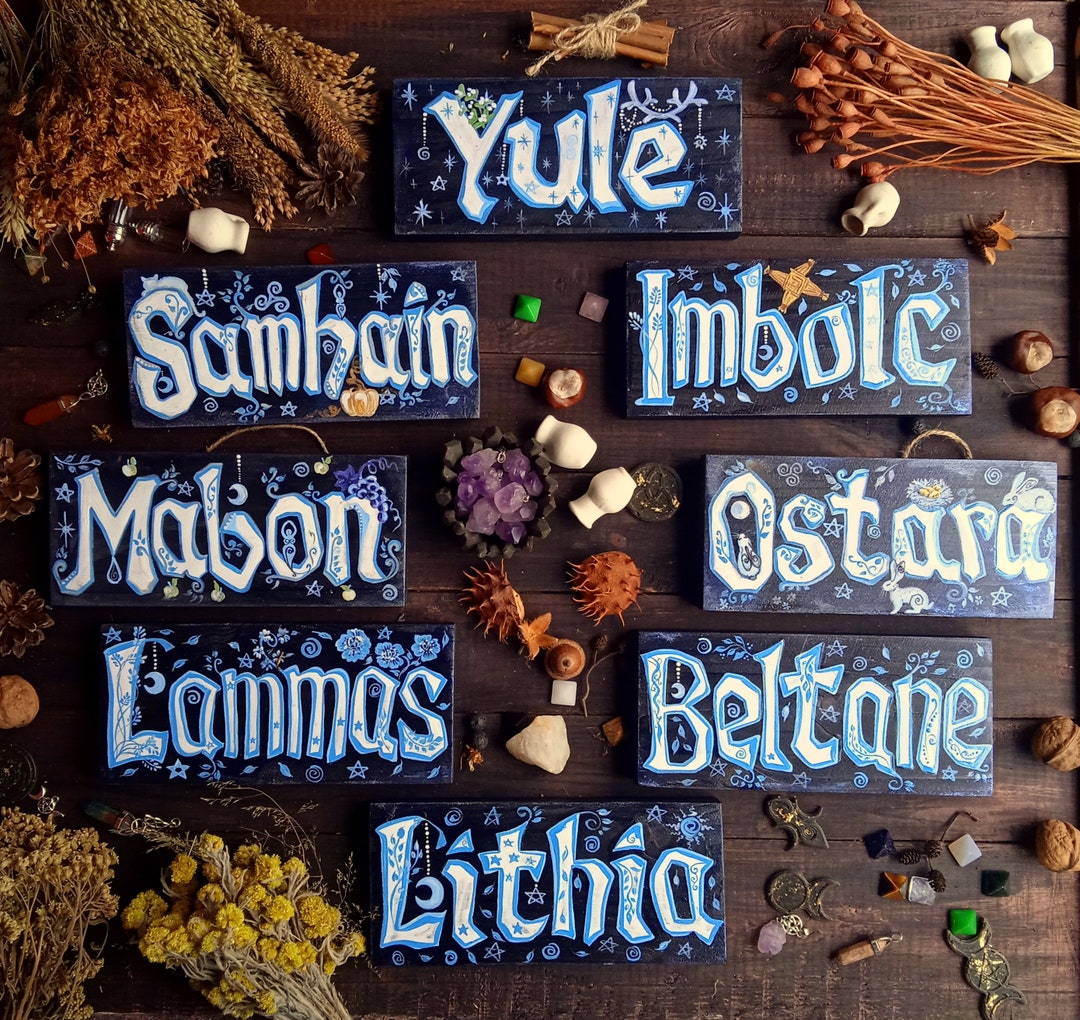 Wiccan Signs of the Wheel of the Year, Hand-drawn Witch Decor ,symbols ...