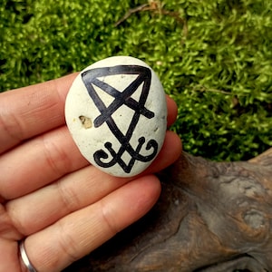 Symbol of Lucifer, Sea Stone With Painted Sigil of Lucifer, Sigil of ...