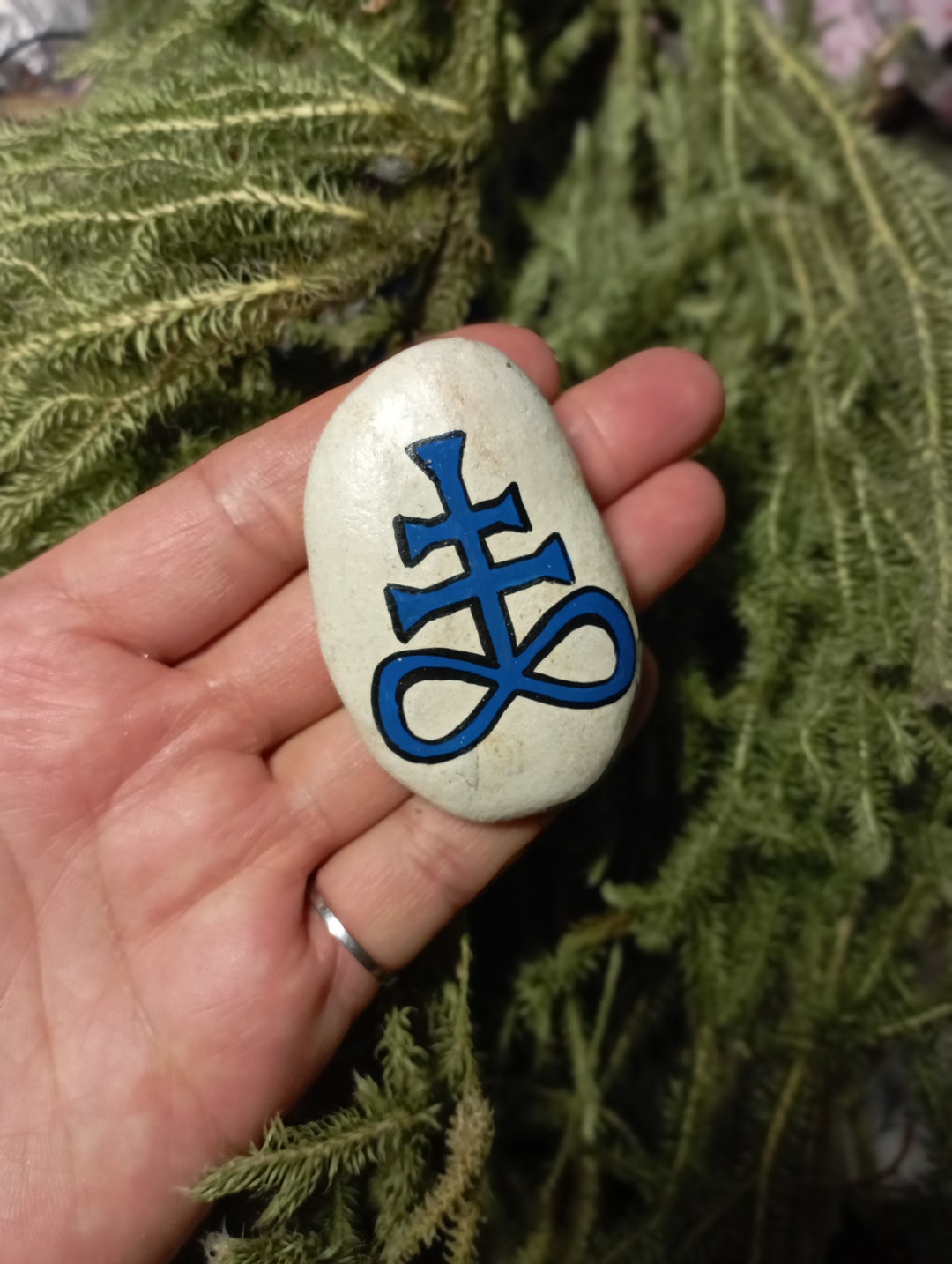 Leviathan Symbol Sea Stone With Leviathan Cross Painted to - Etsy UK