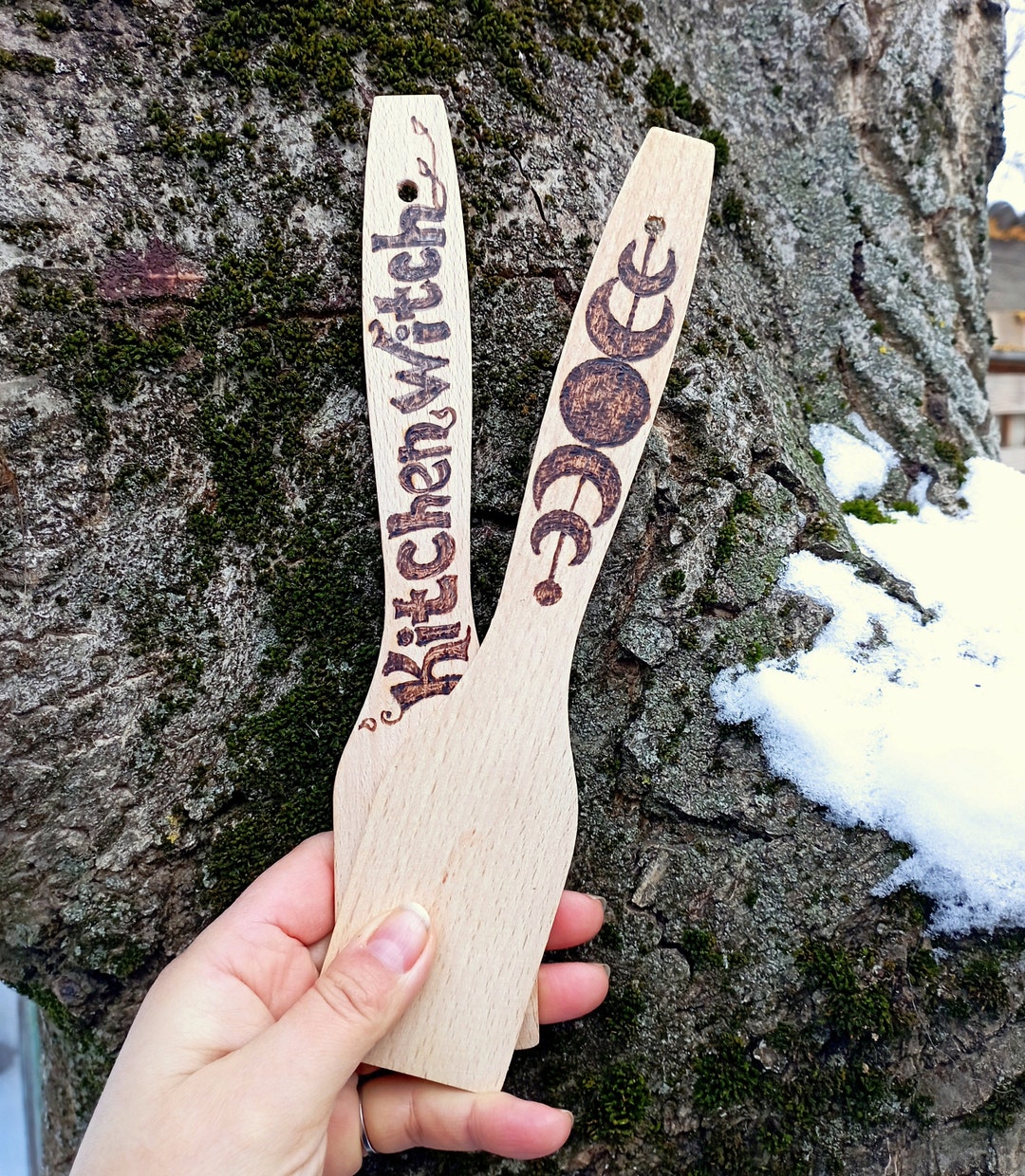 Set of Moon Phases of Two Kitchen Spatulas With a Wicca Moon Pattern ...