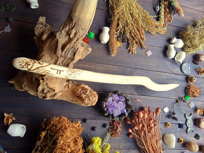 Rowan Wood Ogham Ritual Magic Wand Magic Wand Druidism Pagan - Etsy
