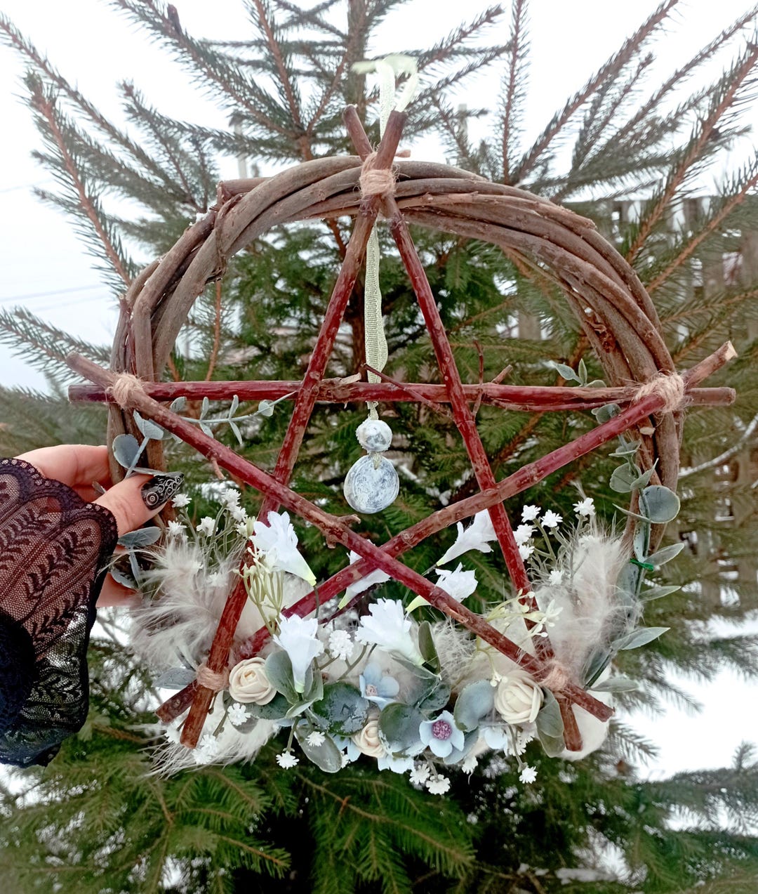 Pentacle of Protection Door Wreath Witch Wreath Wiccan Decor 30cm ...