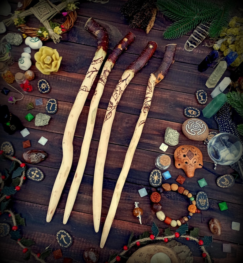 Apple Wand, Ogham Wood, Ritual Magic Wand, Druidry Wand, Pagan Wicca ...