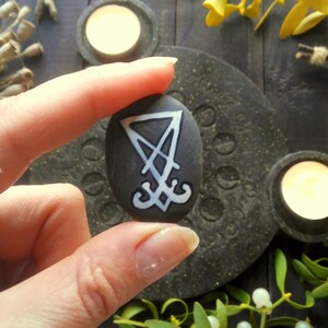 Symbol of Lucifer Sea Stone With Painted Sigil of Lucifer - Etsy