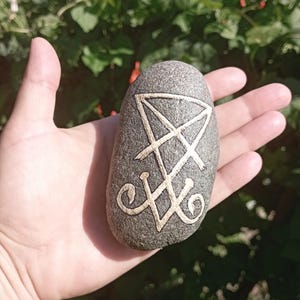 Symbol of Lucifer, Sea Stone With Painted Sigil of Lucifer, Sigil of ...